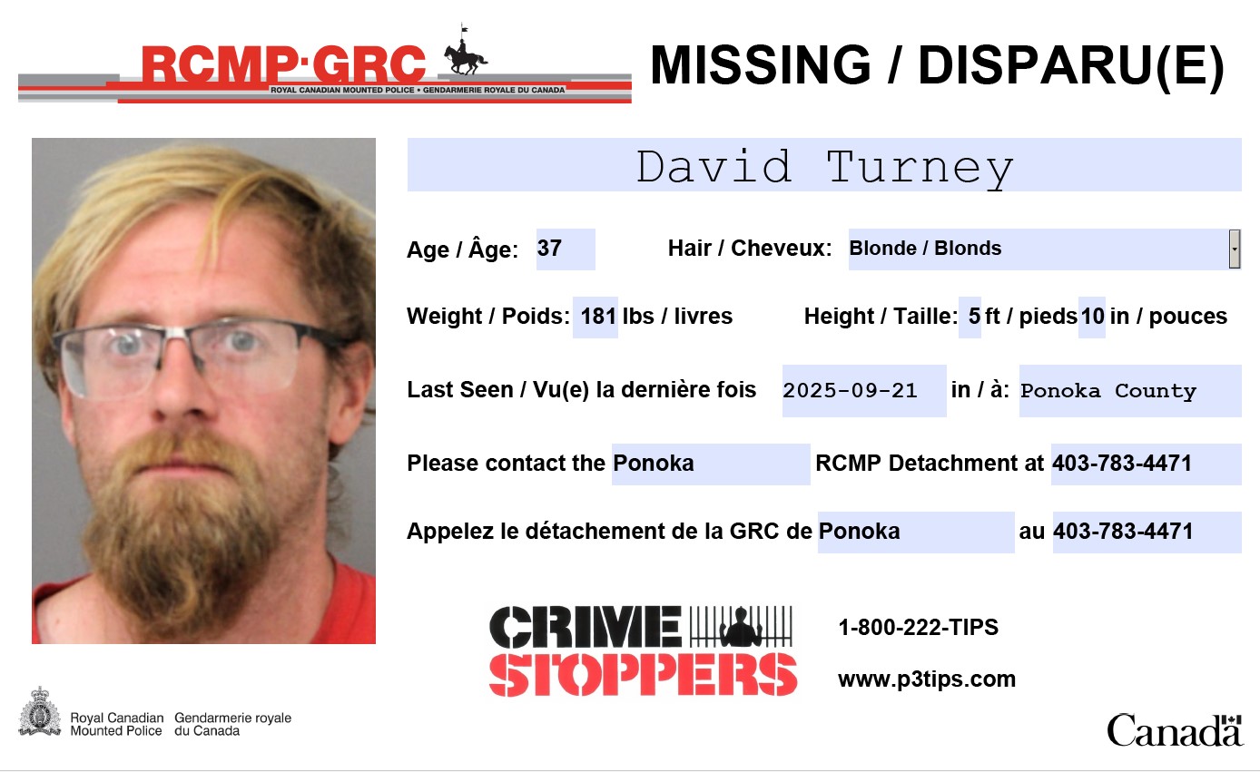 Ponoka RCMP request assistance locating missing person | Ponoka News